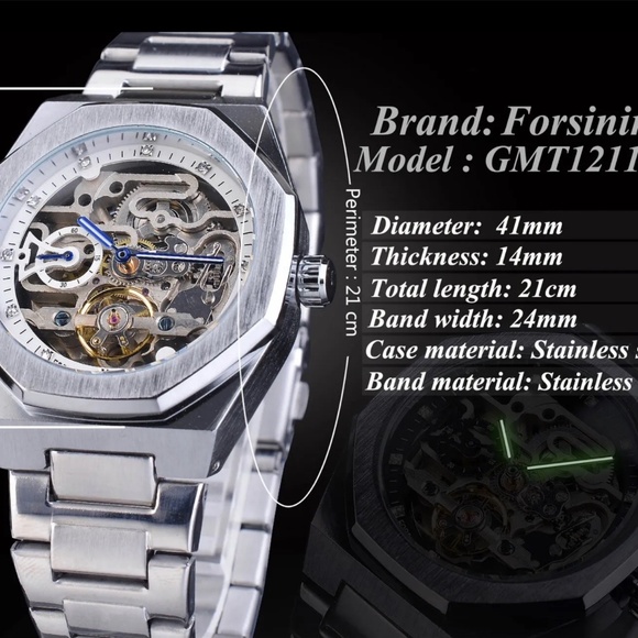 Forsining | Accessories | Mens Skeleton Mechanical Luminous Luxury ...